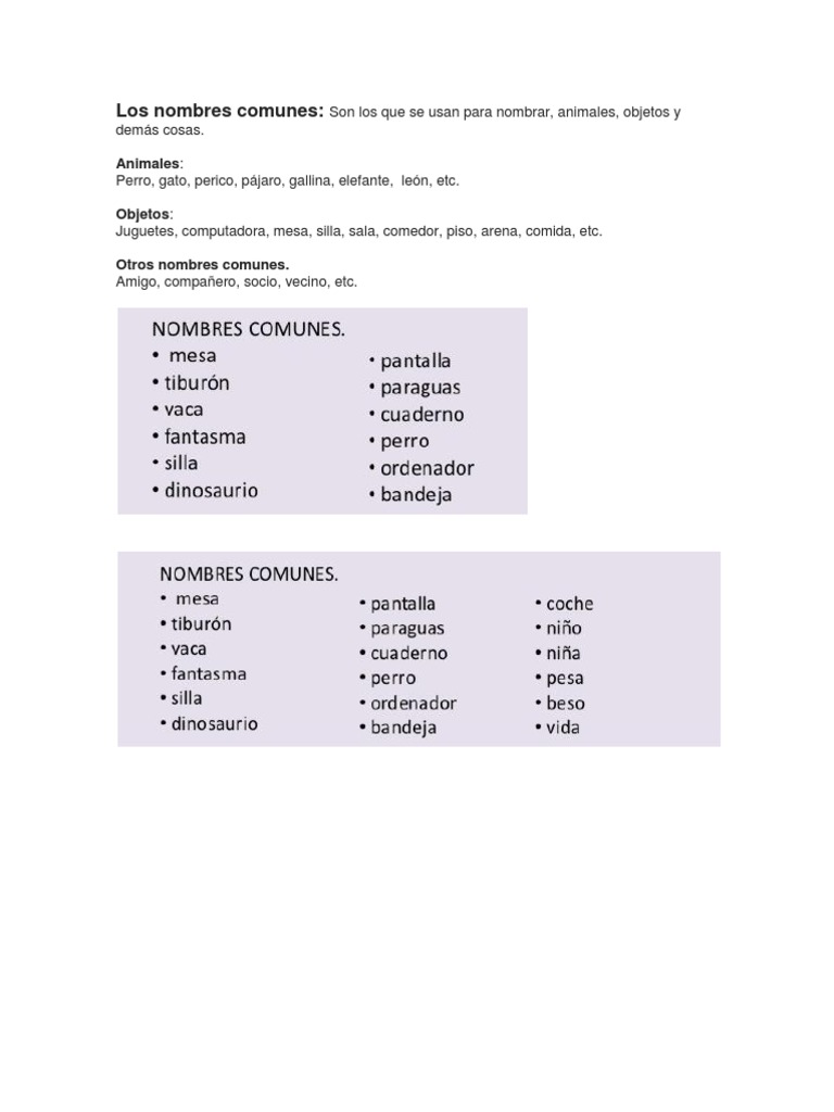 Los Nombres Comunes | PDF | Animales y humanos