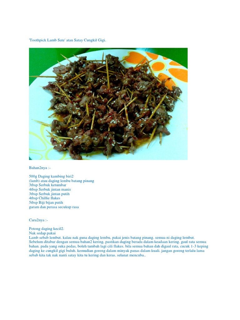Toothpick Lamb Sate | PDF