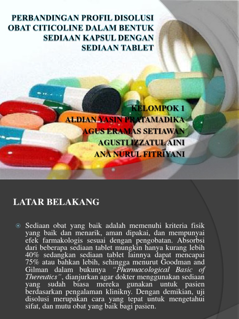 Perbandingan Profil Disolusi Obat Citicolin Dalam Bentuk Sediaan | PDF