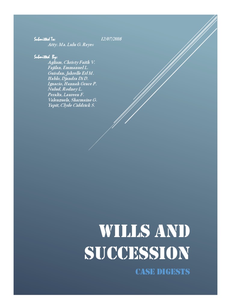 Case Book On Succession | PDF | Will And Testament | Probate