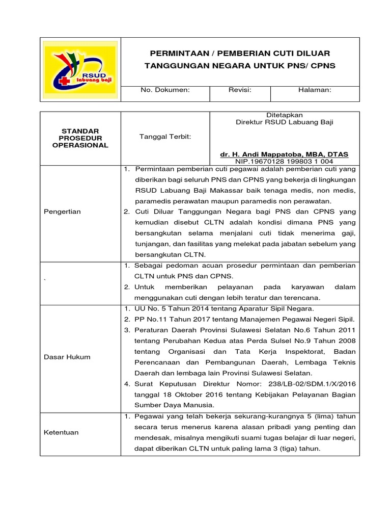 Sop Cuti Di Luar Tanggungan Negara 2017 | PDF