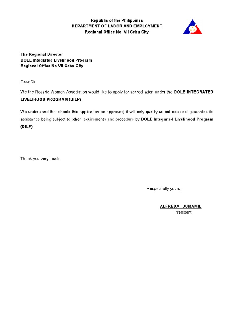 Republic of The Philippines Department of Labor and Employment Regional ...