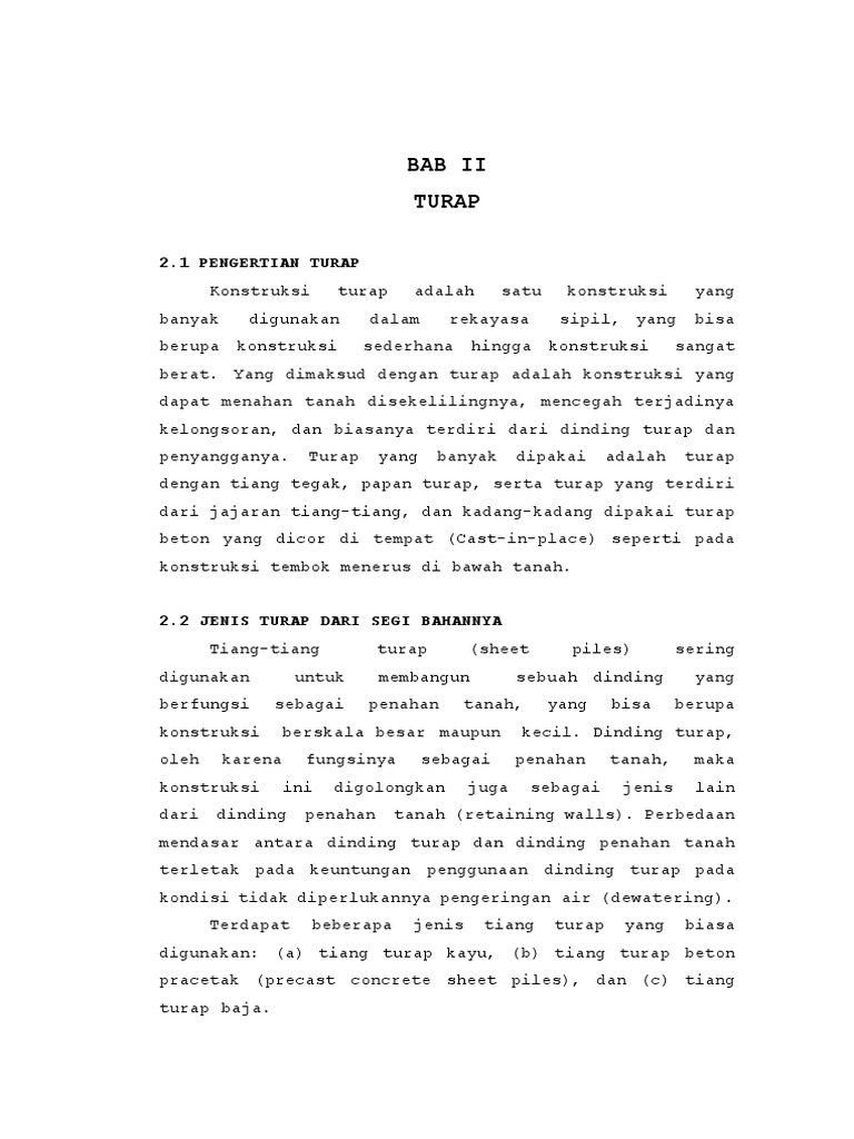 Arti dan Jenis Konstruksi Turap | PDF | Seni