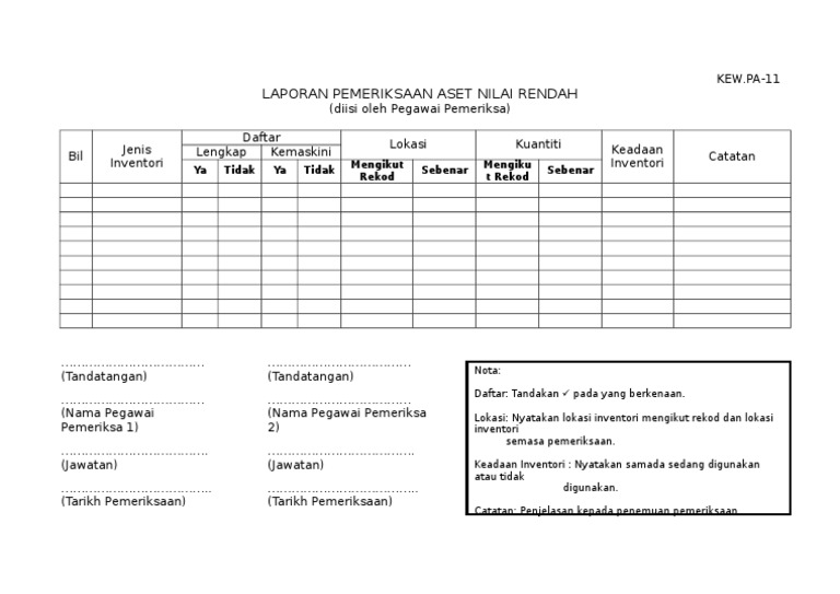 11.KEW.pa-11 (Laporan Pemeriksaan Aset Bernilai Rendah)