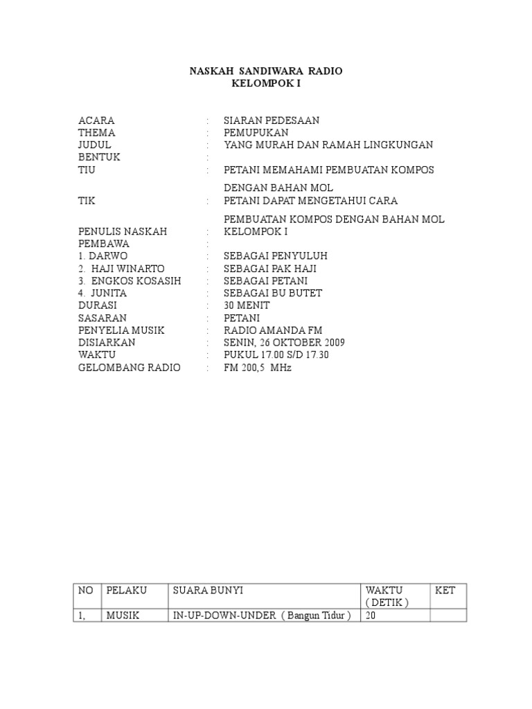 Naskah Sandiwara Radio | PDF