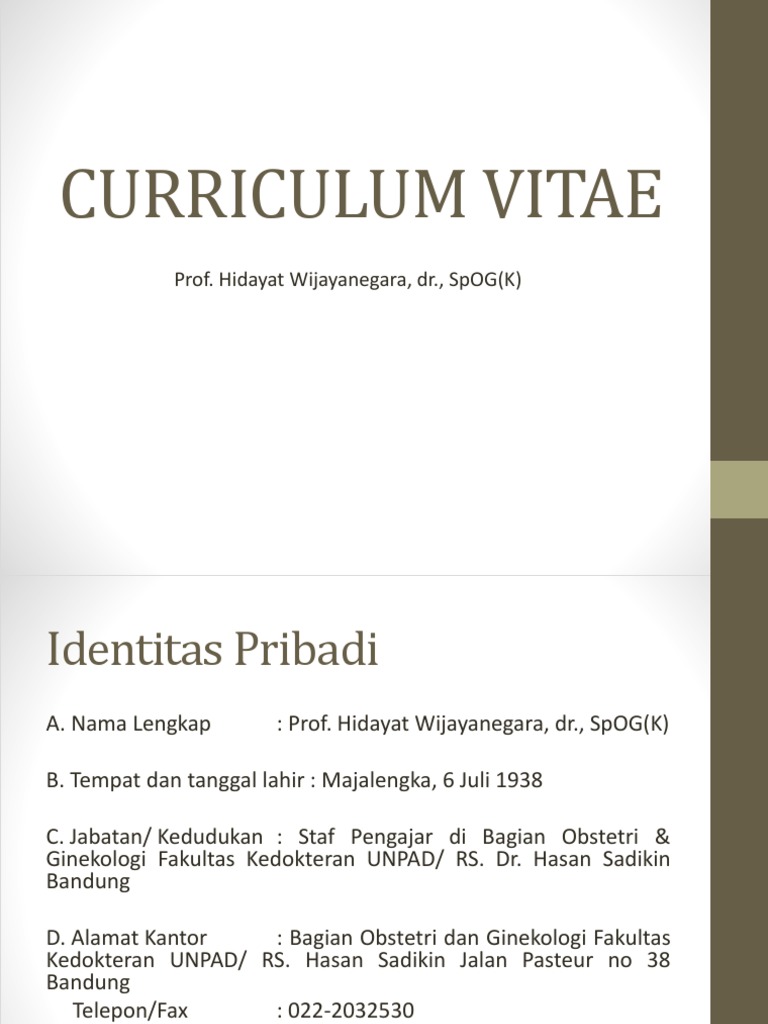 CV Prof. Hidayat | PDF