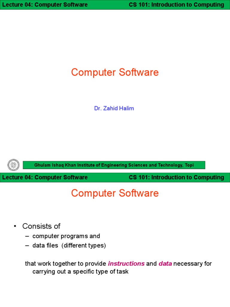 ITC Lect 04 (Computer Software) | PDF | Computer Network | Operating System