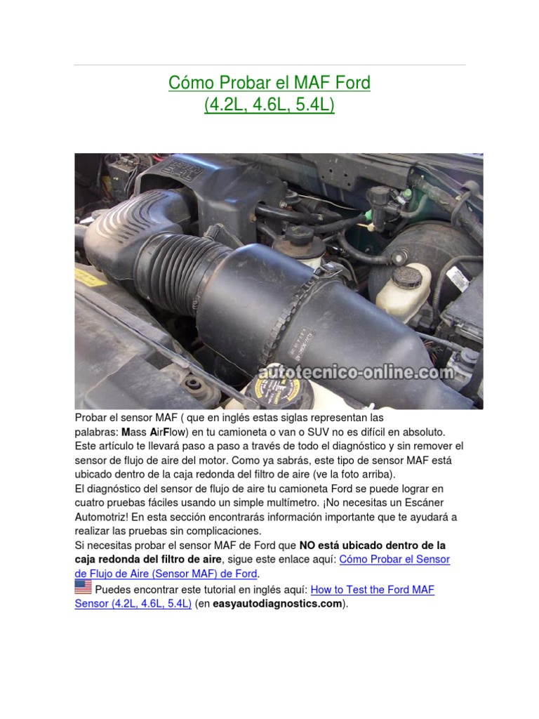 Cómo Probar El MAF Ford (4.2, 4.6, 5.4) | PDF | Sensor | Electrónica