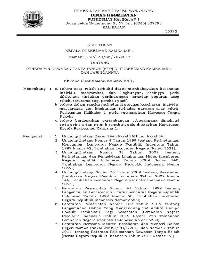 Nomor SK. 159. SK Ka Puskesmas KTR | PDF