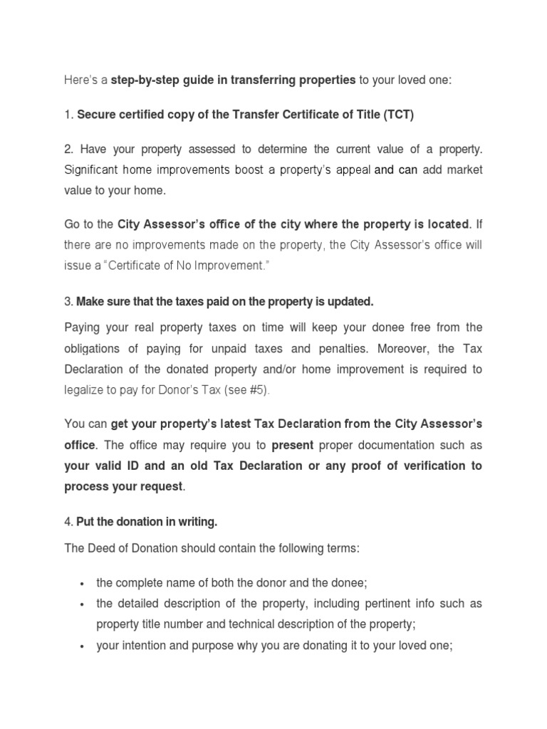 Step-By-step Guide in Donation | PDF | Deed | Taxes