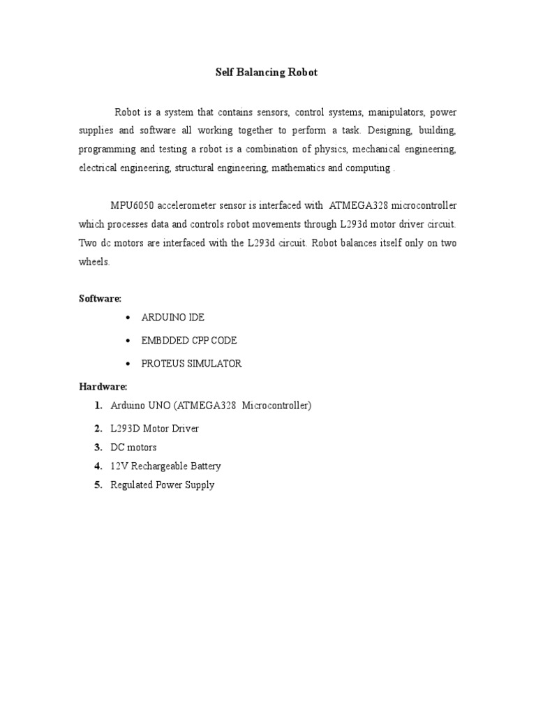 Self Balancing Robot | PDF