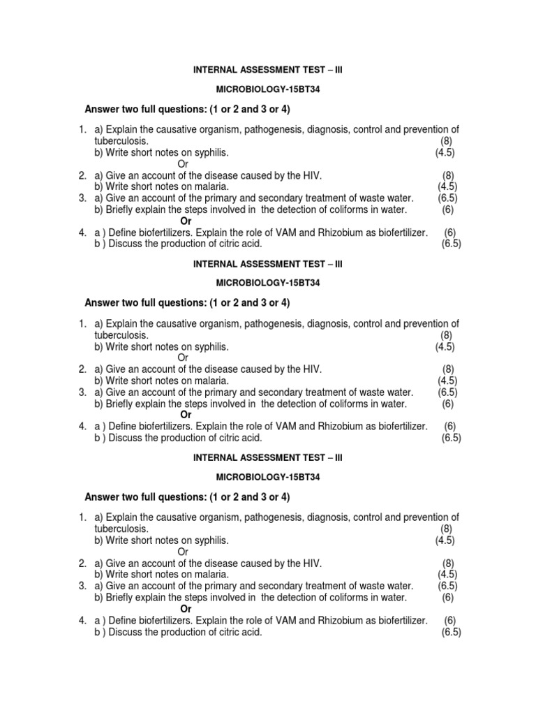 Internal Assessment Test - Docx 3rd | PDF | Medical Imaging ...