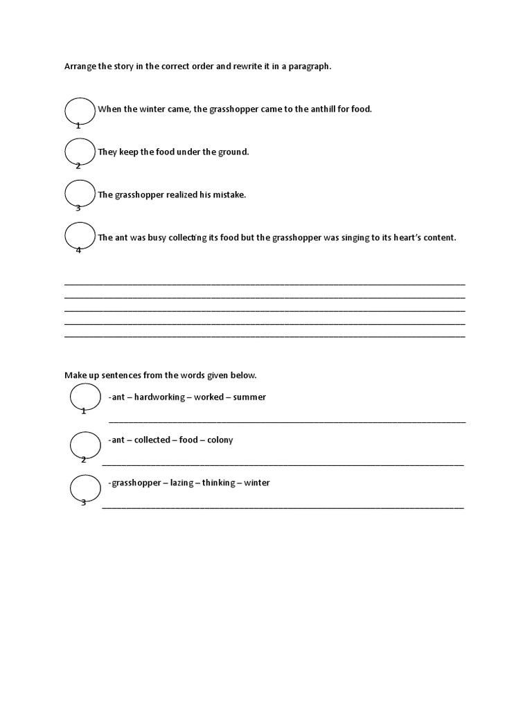 Arrange The Story in The Correct Order and Rewrite It in A Paragraph ...