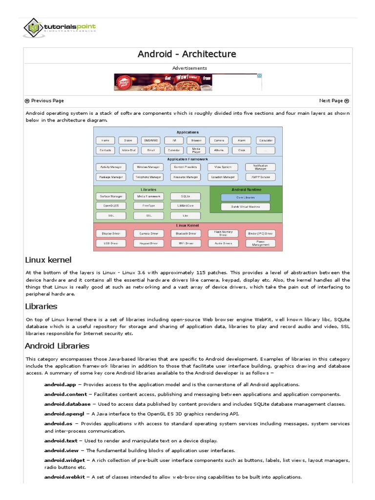 Android Architecture | PDF | Android (Operating System) | Java (Programming Language)