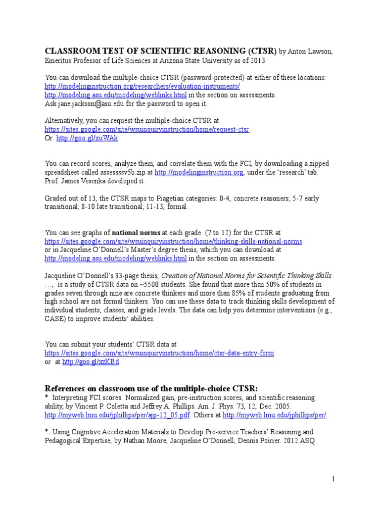 Lawson Cts R Intro | PDF | Multiple Choice | Educational Assessment