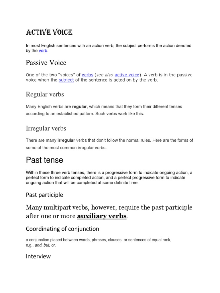 Understanding English Verb Voices and Tenses | PDF