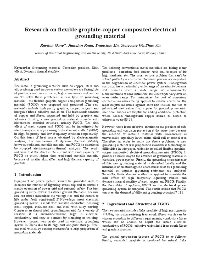 Research On Flexible Graphite-Copper Composited Electrical Grounding ...