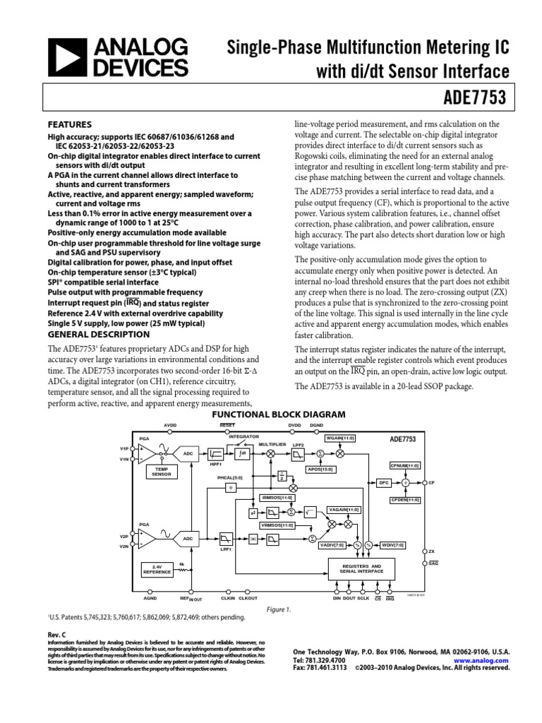 ADE7753 | PDF | Analog To Digital Converter | Electrostatic Discharge