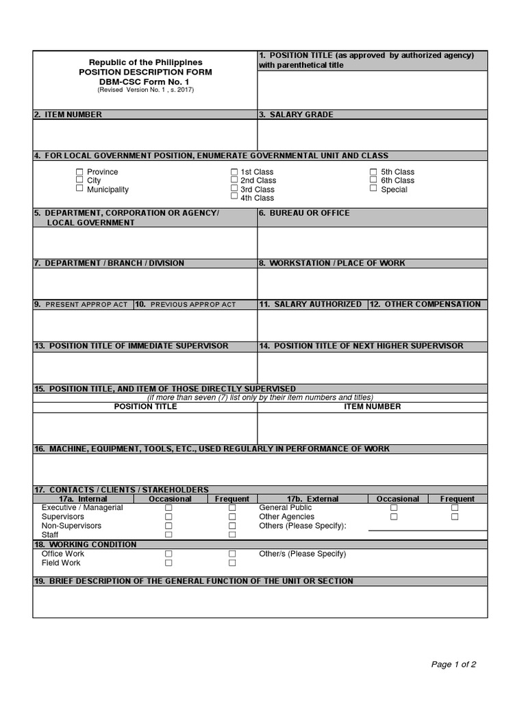 DBM-CSC Form No 1 PDF | PDF | Competence (Human Resources) | Supervisor