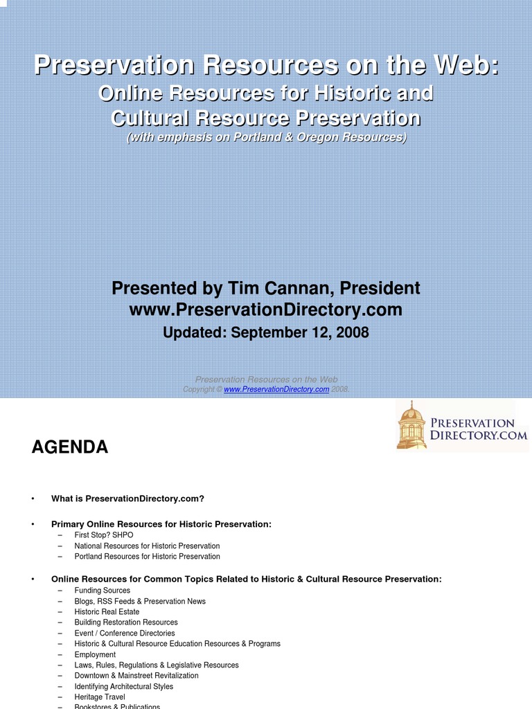 Preservation Resources Online | PDF | Historic Preservation | National ...