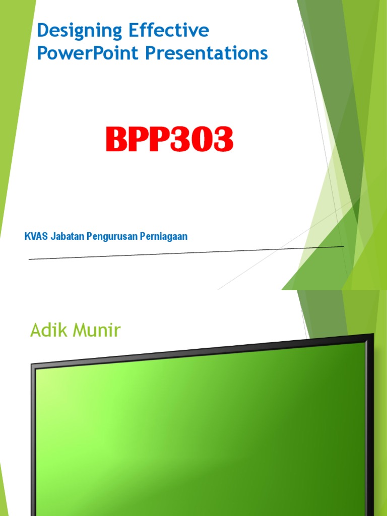 Designing Effective Powerpoint Presentations: Kvas Jabatan Pengurusan Perniagaan | PDF | Sans ...