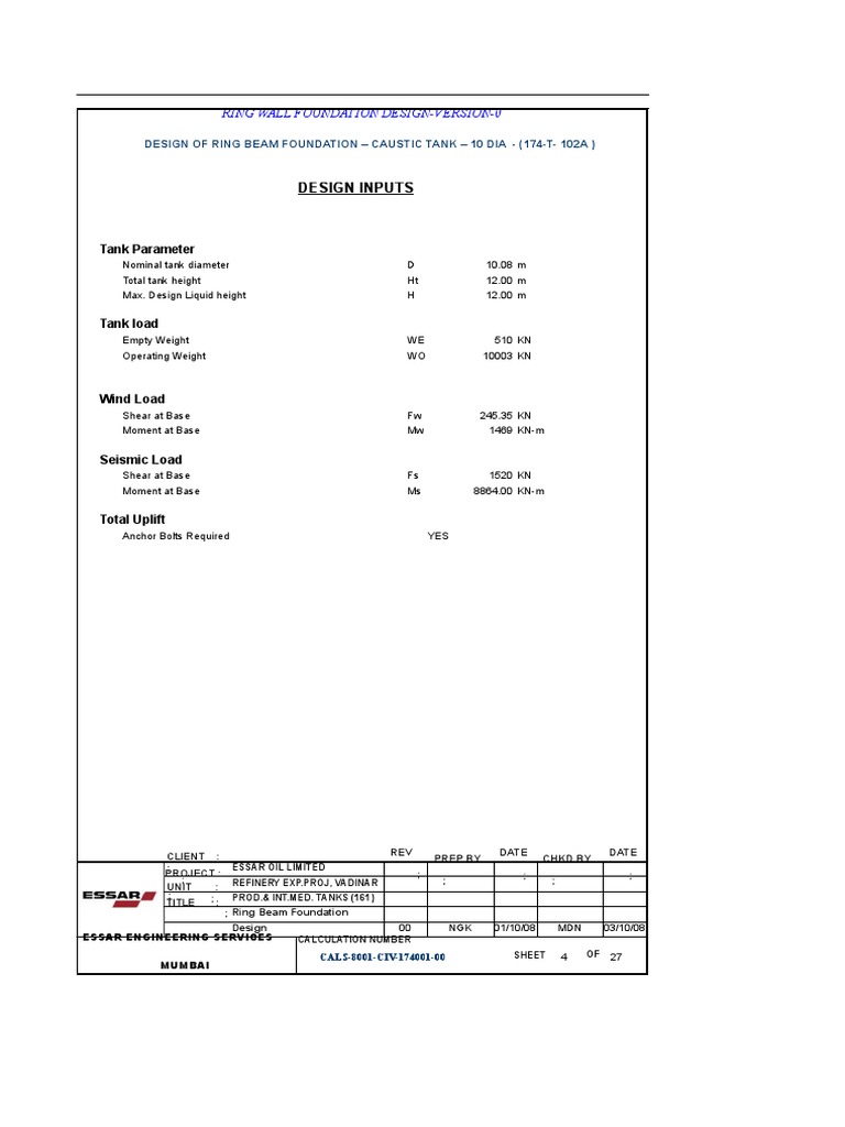 Ring Wall Foundation Version 0 | PDF | Beam (Structure) | Stress ...
