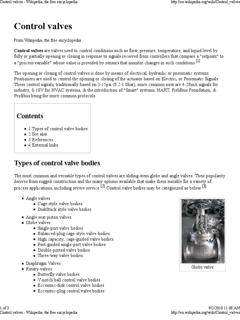 Control Valves - Wikipedia,. | PDF | Valve | Gas Technologies