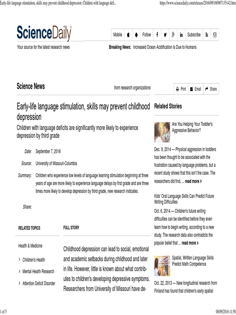 Early-Life Language Stimulation, Skills May Prevent Childhood ...