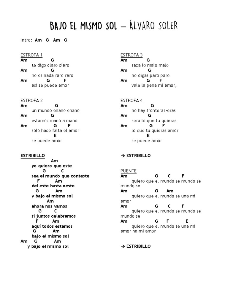 BAJO EL MISMO SOL – ÁLVARO SOLER | PDF