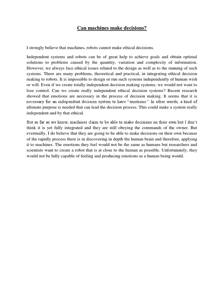 Can Machines Make Decisions | PDF