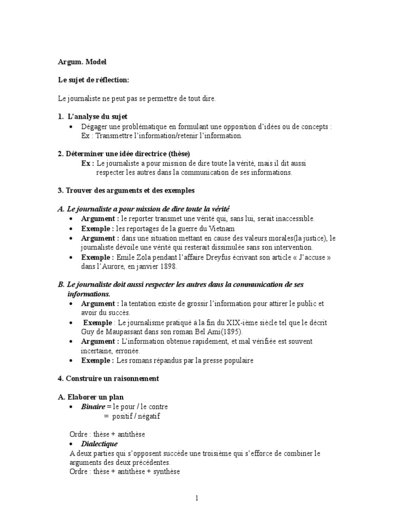 Argumenter | PDF | Journalisme | Émile Zola
