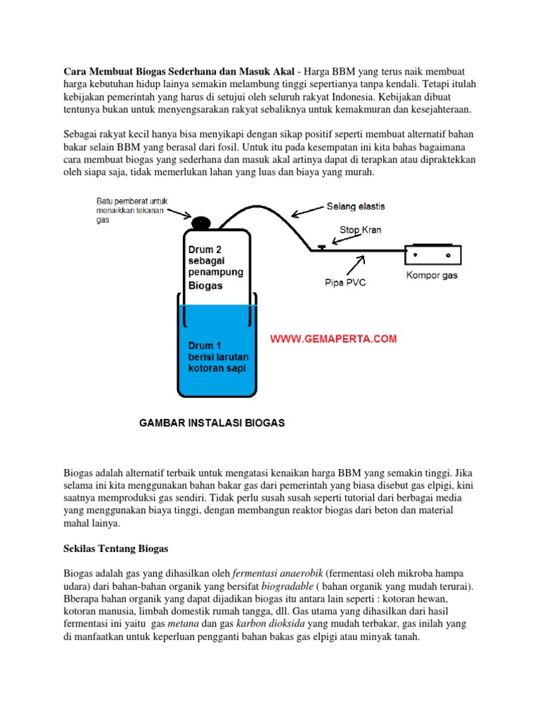 Cara Membuat Biogas Sederhana Dan Masuk Akal | PDF