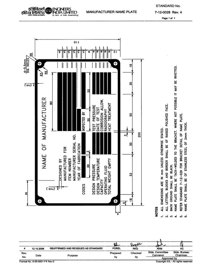 Eil Manuf - Name Plate 7-12-0028 | PDF