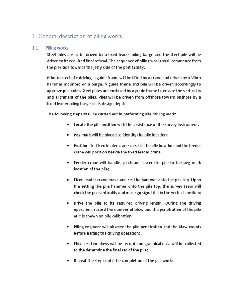 General Description of Piling Works | PDF | Deep Foundation | Crane ...