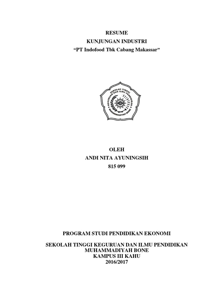 RESUME Kunjungan INDUSTRI Andi Nita | PDF