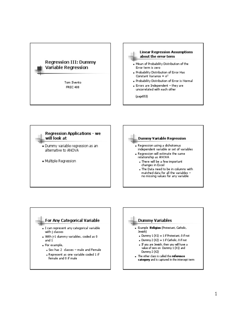 Regression III: Dummy Variable Regression: Regression Applications - We Will Look at | Download ...