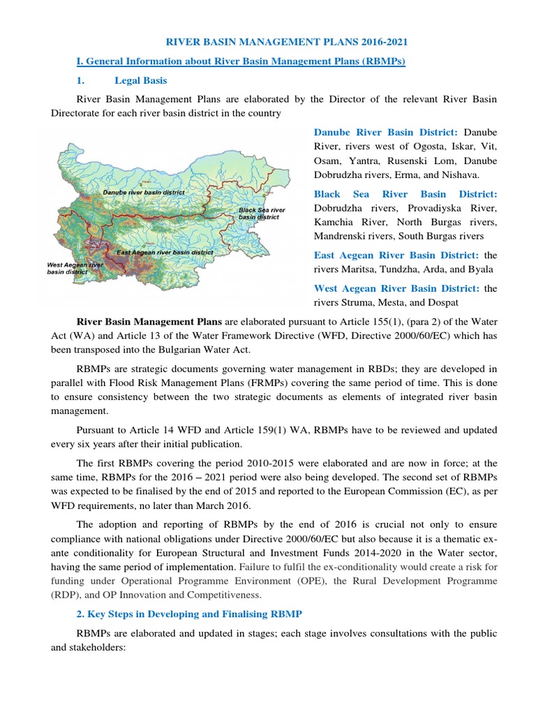 River Basin Management Plans Are Elaborated Pursuant To Article 155 (1 ...