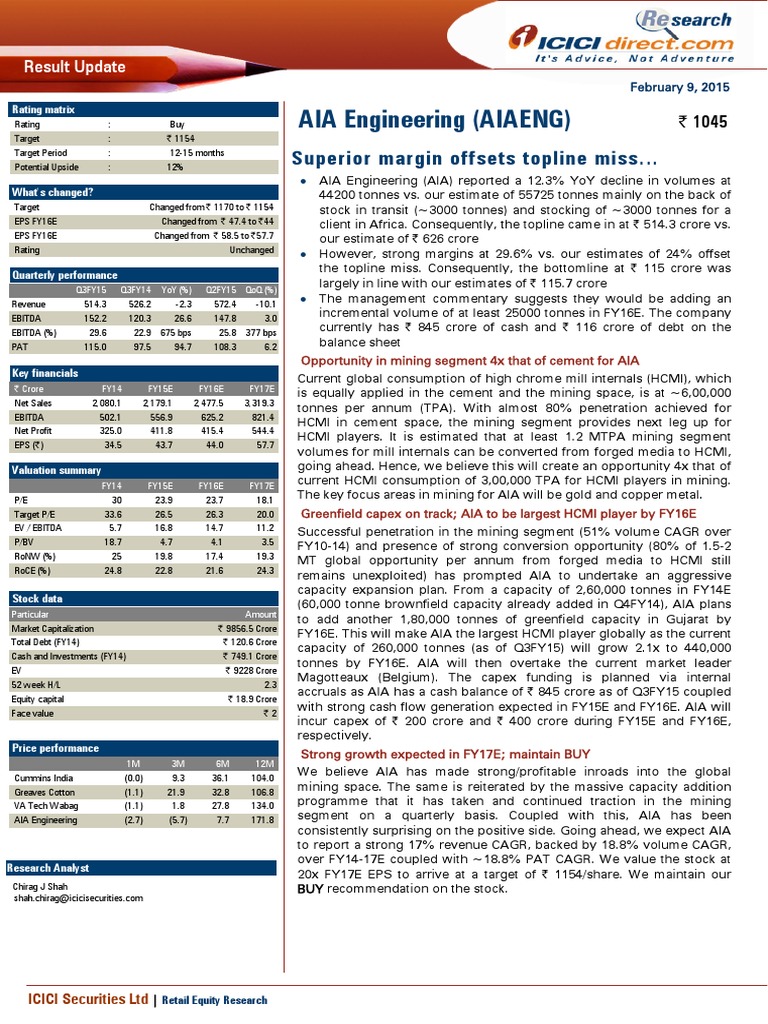 AIA-Engineering-Limited 27 QuarterUpdate | PDF | Stocks | Expense