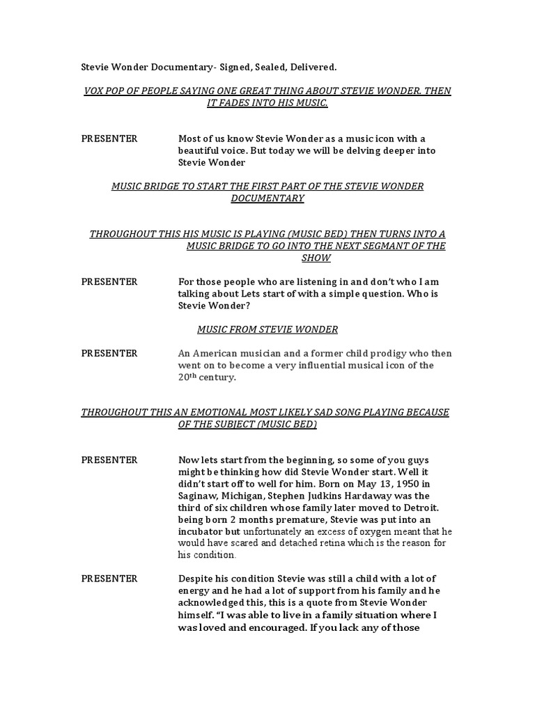Stevie Wonder: Signed, Sealed, Delivered | PDF | Motown | Entertainment ...