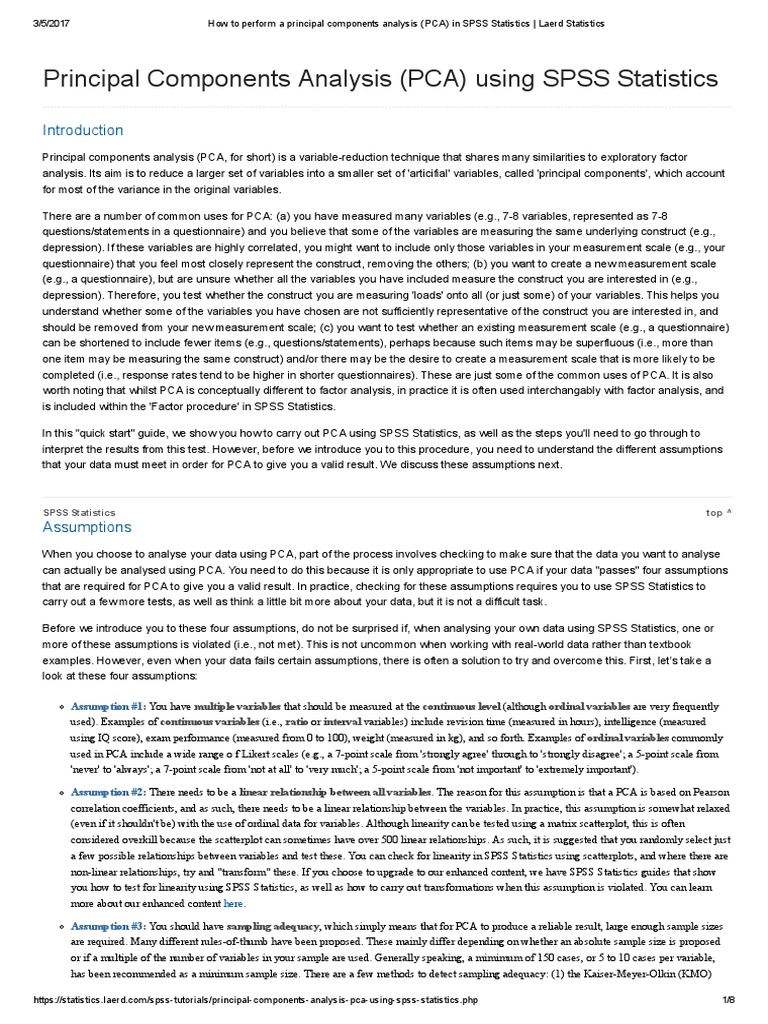 PCA in SPSS: A Quick Start Guide | PDF | Principal Component Analysis ...