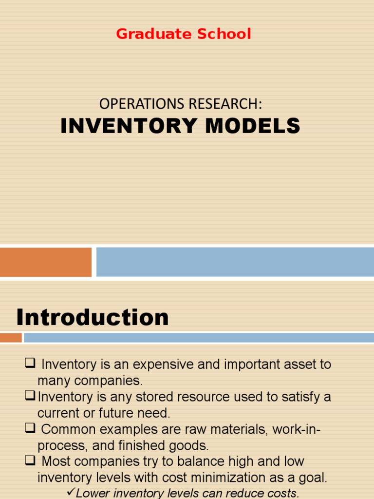 Inventory Models | PDF | Inventory | Demand