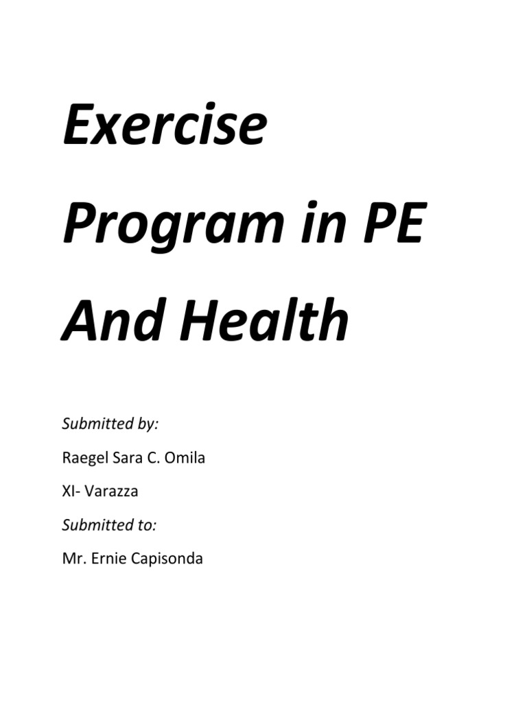 Exercise Program in Pe | PDF | Self Care | Recreation