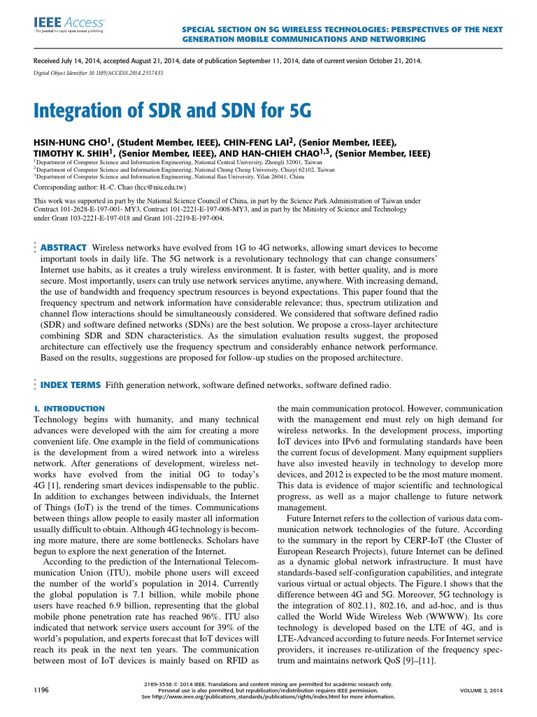 Integration of SDR and SDN For 5G | PDF | Computer Network | Network Switch