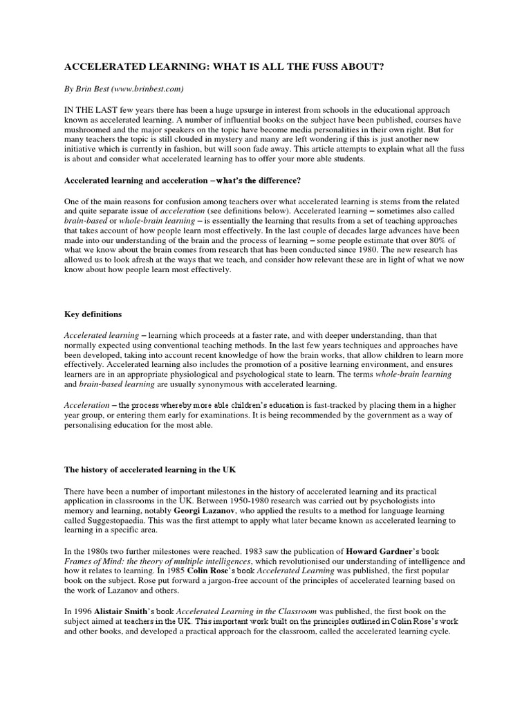 Accelerated Learning | PDF | Teaching Method | Learning