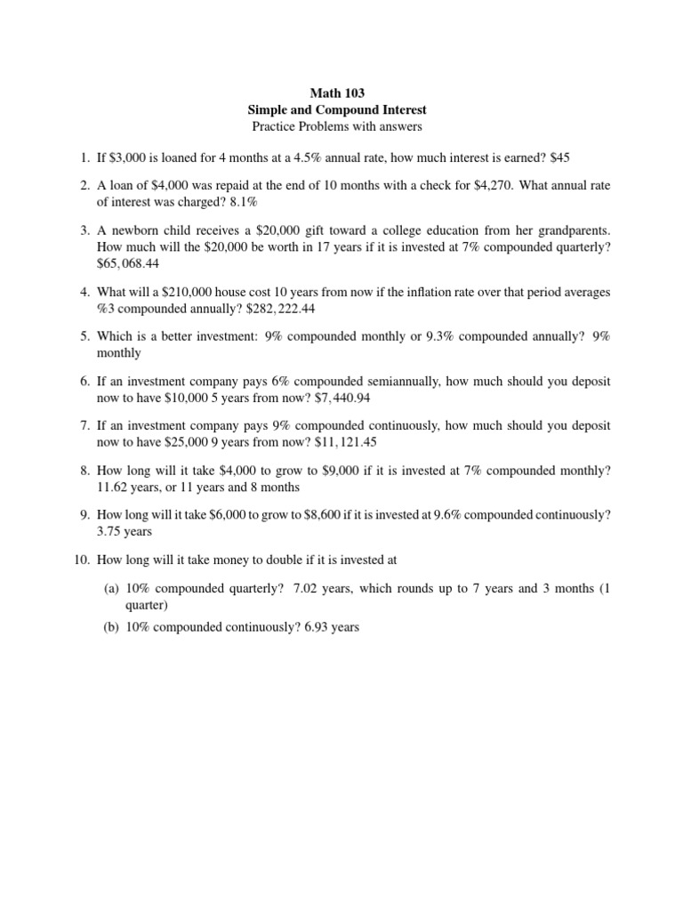 Interest Answers | PDF | Compound Interest | Interest