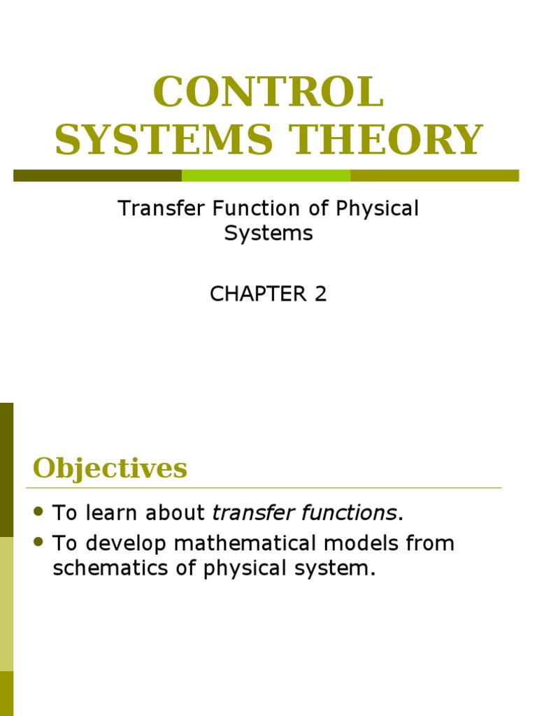 Control Systems Theory: Transfer Function of Physical Systems | PDF ...