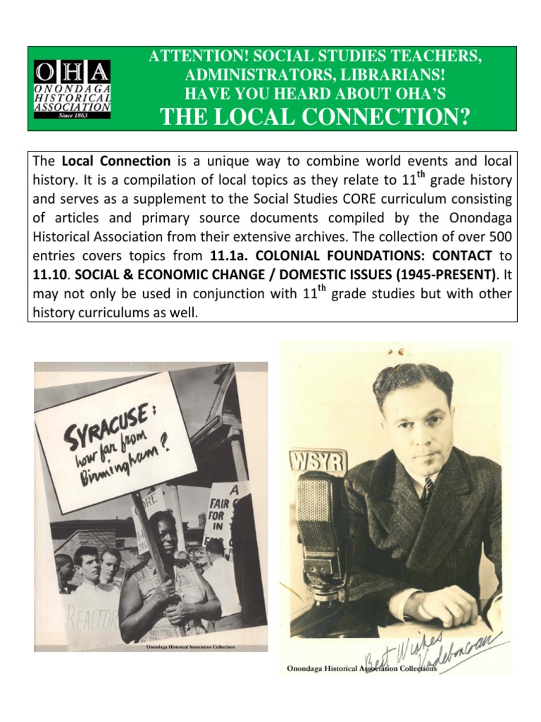 Local Connection: 11th Grade History Resource | PDF | Social Science ...
