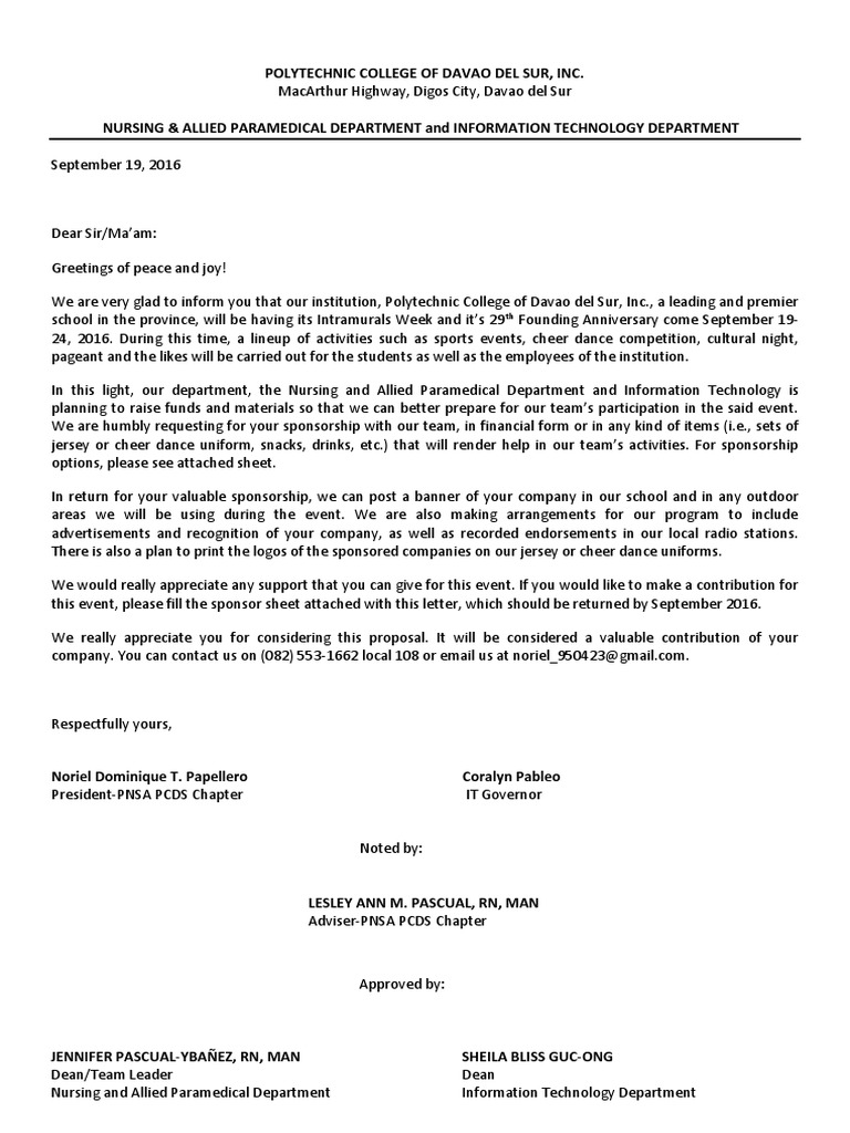Intrams Solicitation Letter | PDF | Business