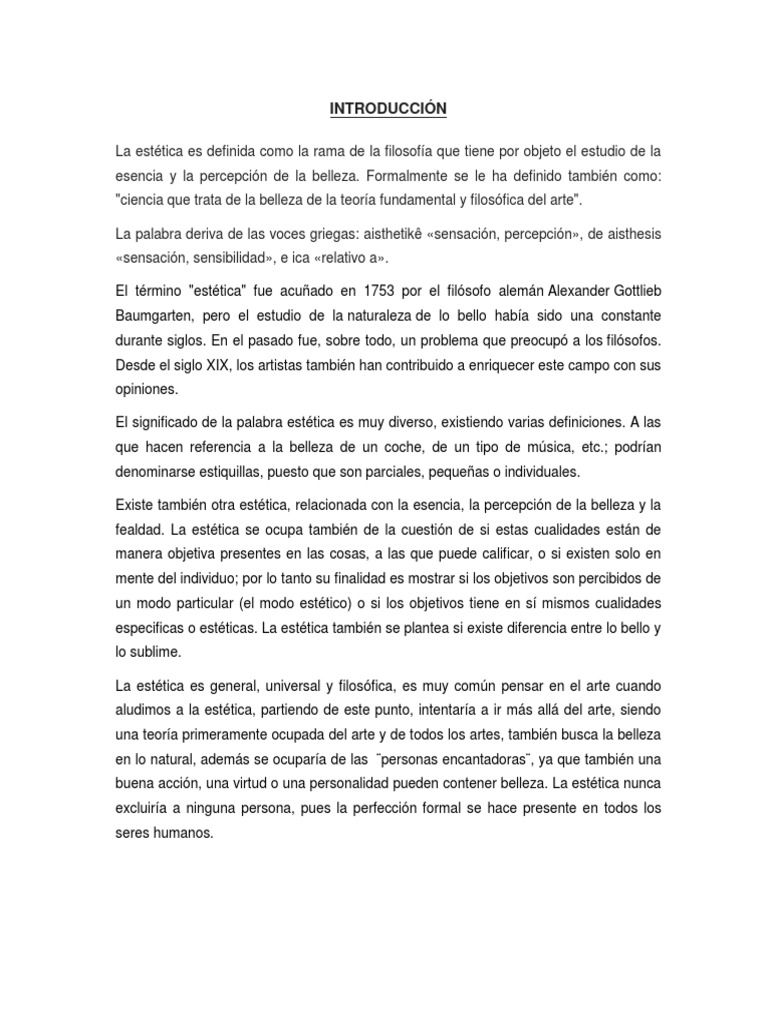Ensayo Sobre La Estetica | PDF | Estética | Belleza