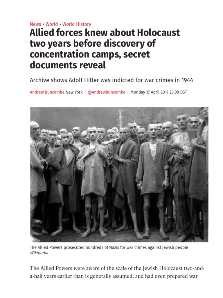Allied Forces Knew About Holocaust Two Years Before Discovery of ...